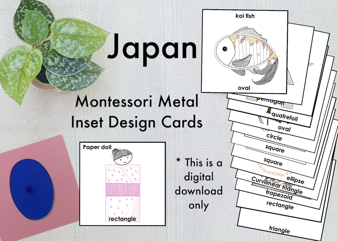 Montessori Metal Inset Design Cards- Japan - Etsy