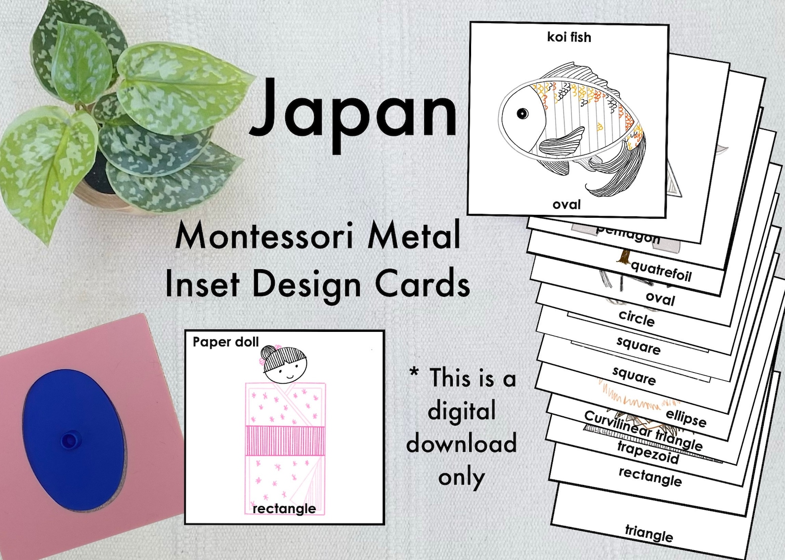 Montessori Metal Inset Design Cards- Japan - Etsy