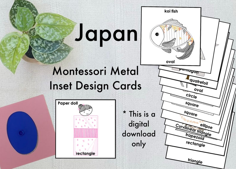 Montessori Metal Inset Design Cards- Japan - Etsy