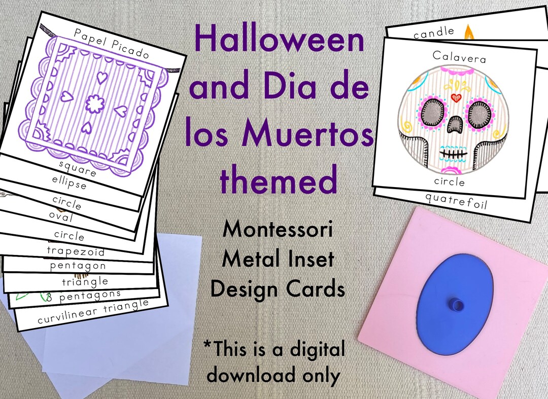 Montessori Metal Inset Design Cards - Halloween and Dia De Los Muertos ...