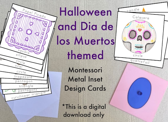Montessori Metal Inset Design Cards Halloween and Dia De Los - Etsy