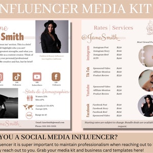 MEDIA KIT and Business Card Template | Influencer| Brand Ambassador ...