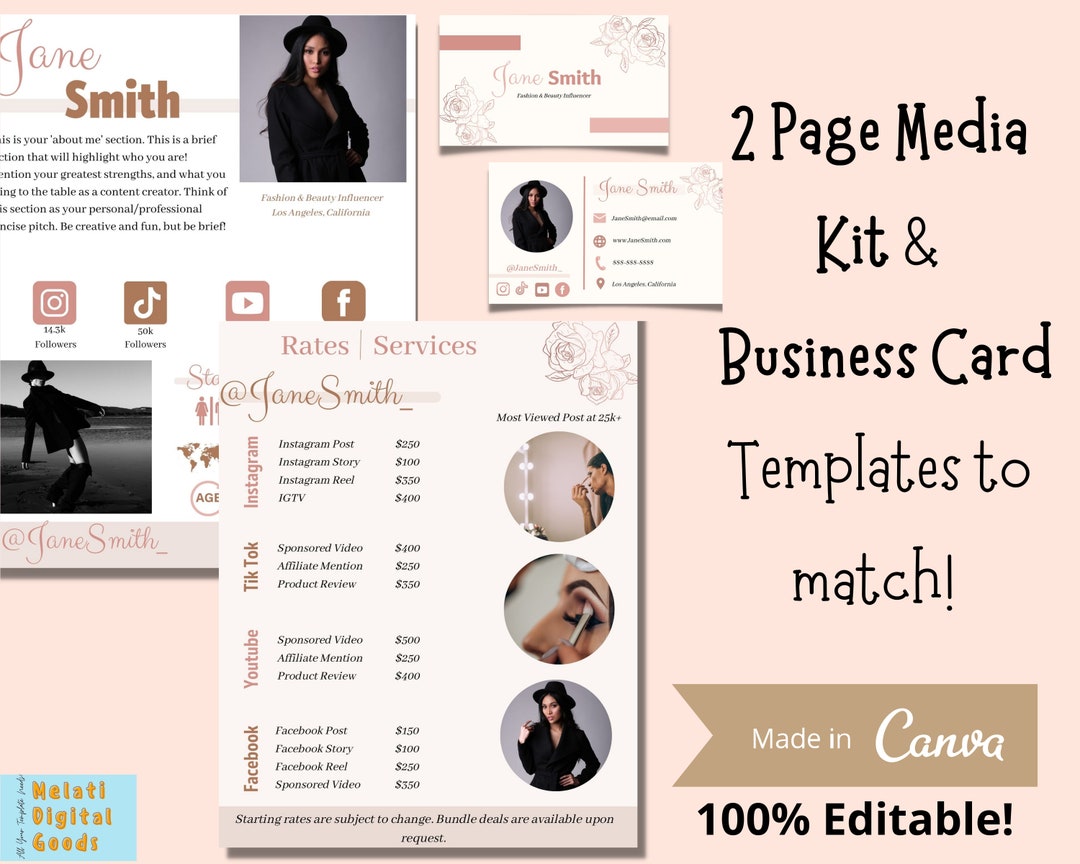 MEDIA KIT and Business Card Template | Influencer| Brand Ambassador ...