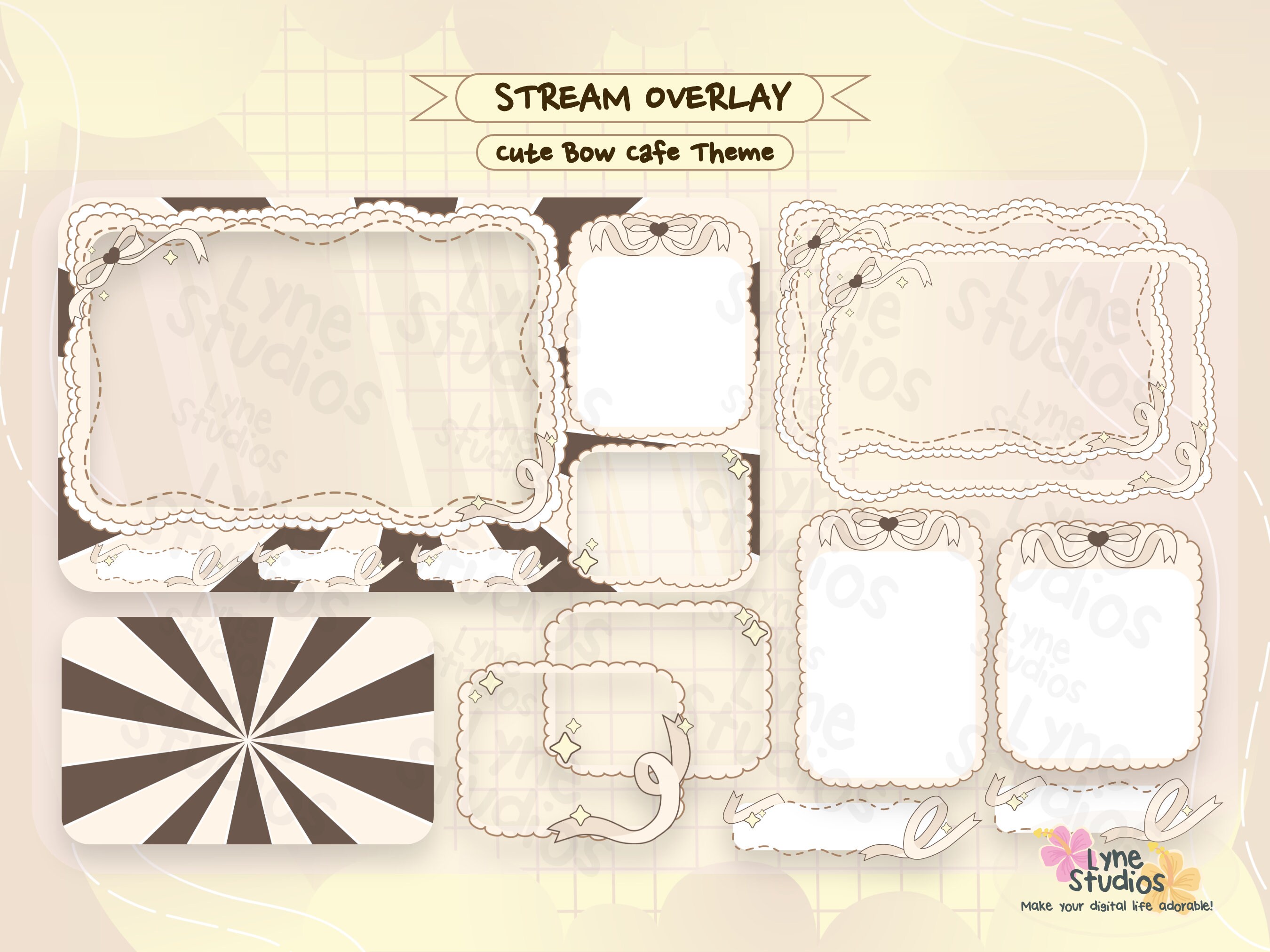 Cute Bow Café Twitch Stream Overlay Package (digital Download) - Etsy