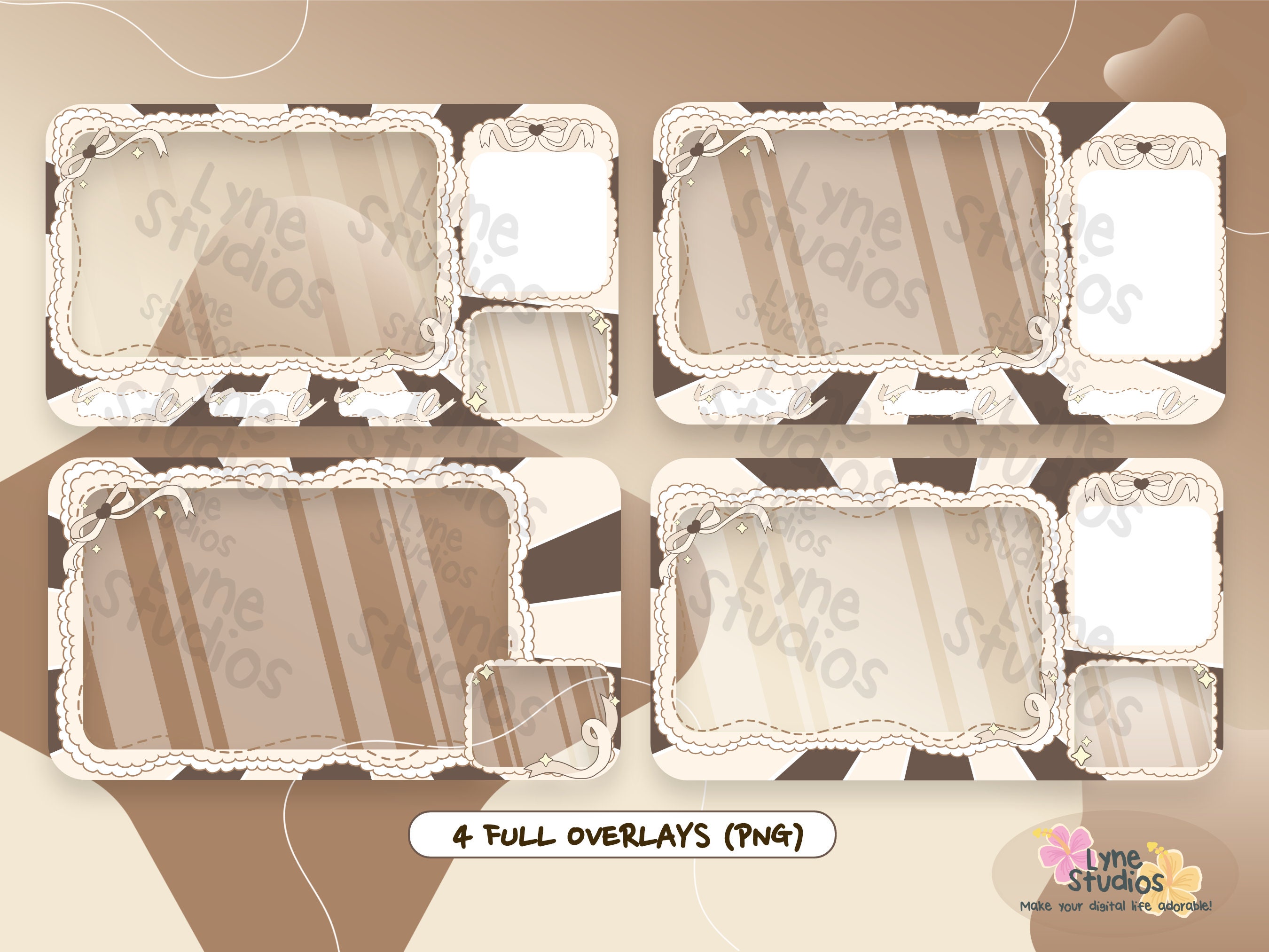 Cute Bow Café Twitch Stream Overlay Package (digital Download) - Etsy