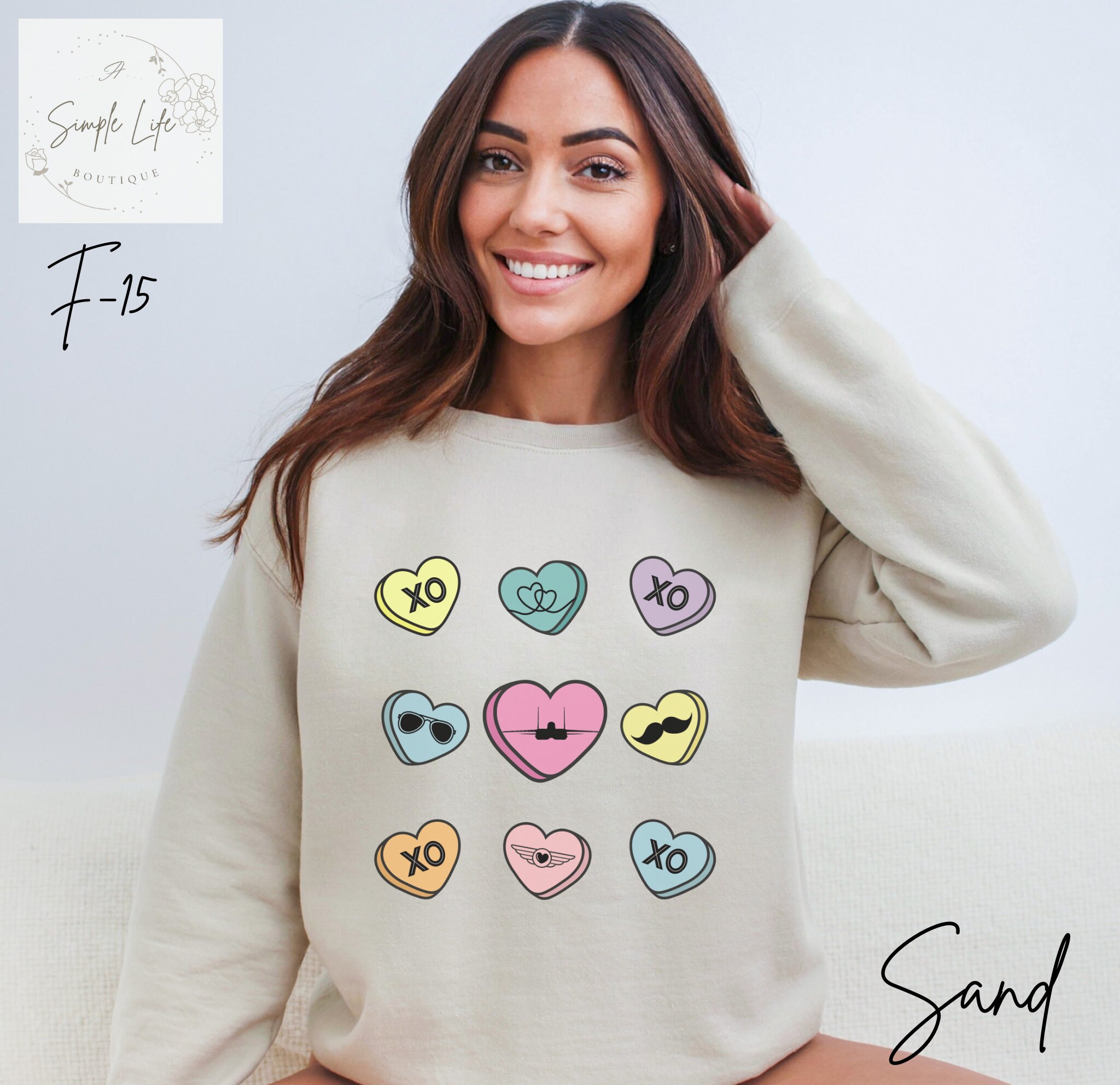 F15 Conversation Hearts Crewneck Sweatshirt | Cute F-15 Eagle Fighter ...