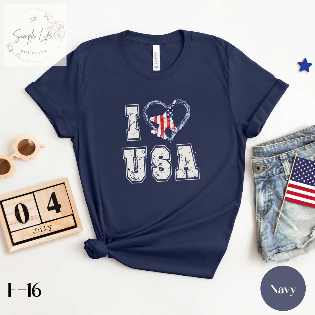 F-16 I Love USA Tshirt | Vintage F16 Fourth of July Shirt | Retro Flag ...