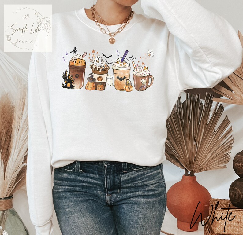 Halloween Coffee Crewneck Sweatshirt Fall Coffee Sweater - Etsy