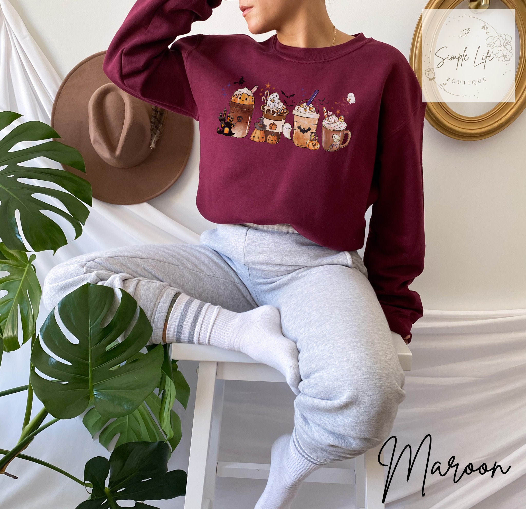 Halloween Coffee Crewneck Sweatshirt Fall Coffee Sweater - Etsy