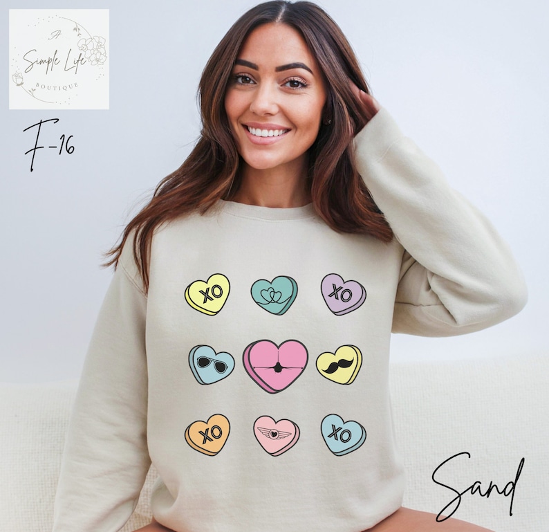F16 Conversation Hearts Crewneck Sweatshirt Cute F-16 Viper Fighter Jet ...