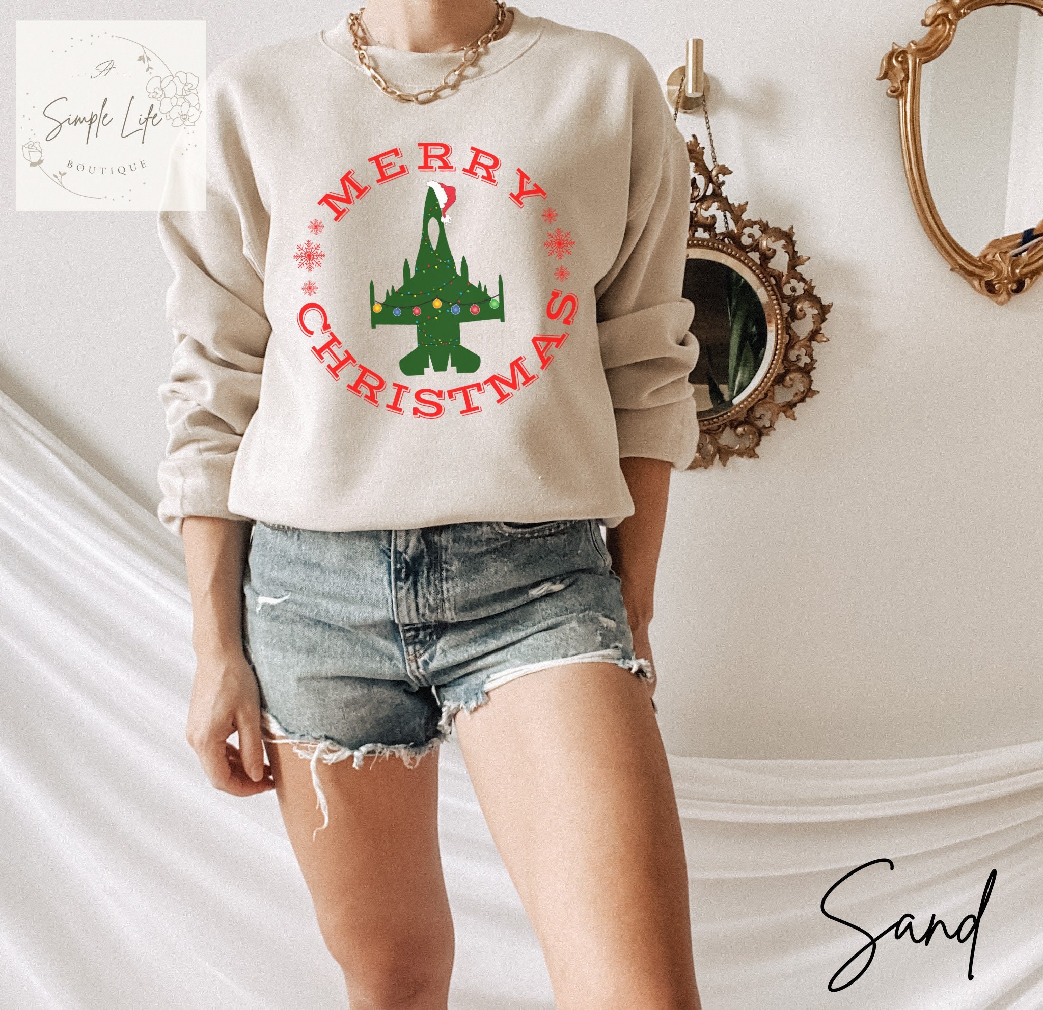 F16 Merry Christmas Crewneck Sweatshirt Fighter Jet Xmas Sweater Viper ...