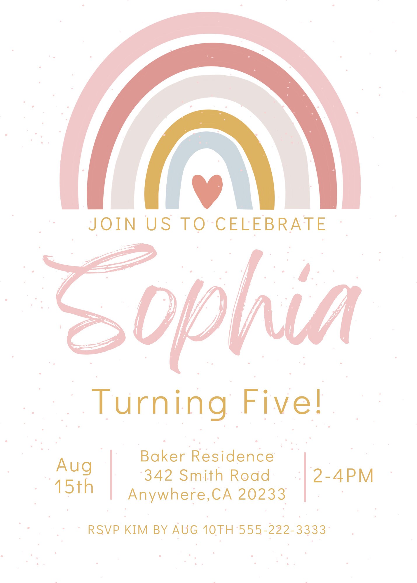 Invitación de cumpleaños arco iris neutro rosa y amarillo - Etsy España