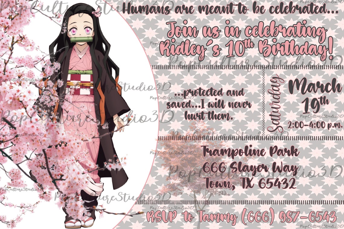 Anime Theme, Birthday Party Invitation, Made-to-order, Digital File - Etsy