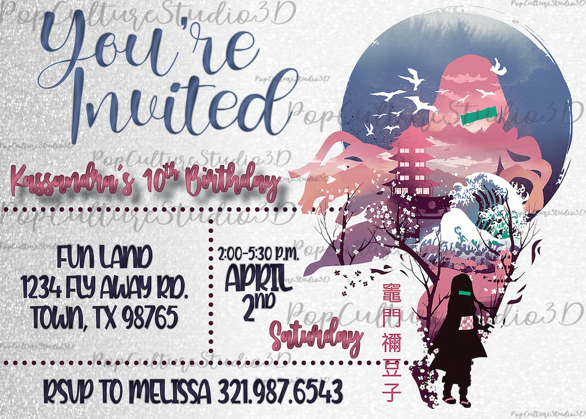 Anime Theme, Birthday Party Invitation, Made-to-order, Digital File - Etsy