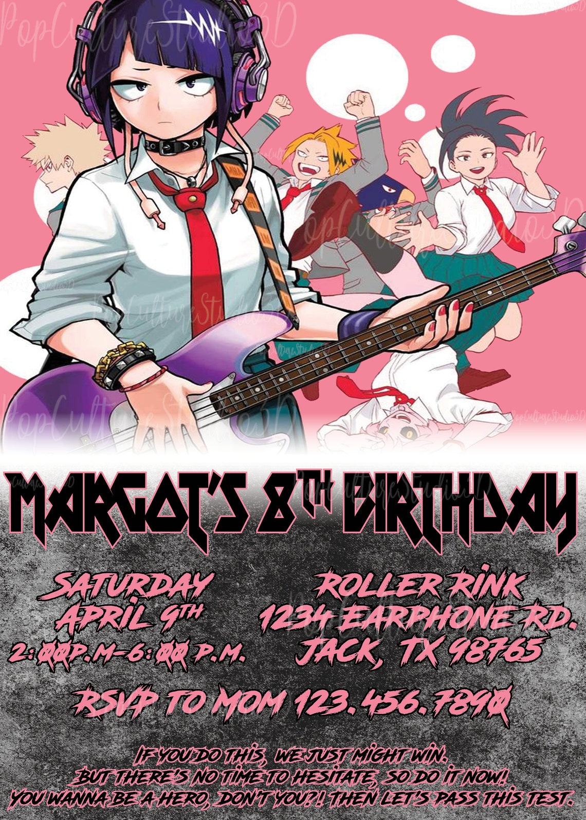 Anime Theme, Birthday Party Invitation, Made-to-order, Digital File - Etsy