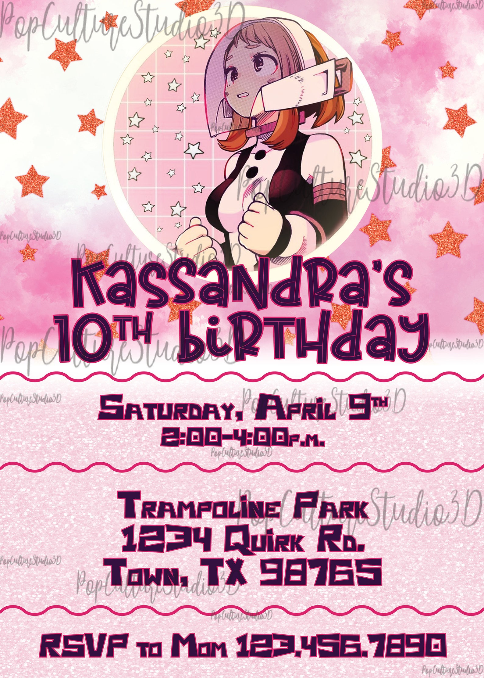 Anime Theme, Birthday Party Invitation, Made-to-order, Digital File - Etsy