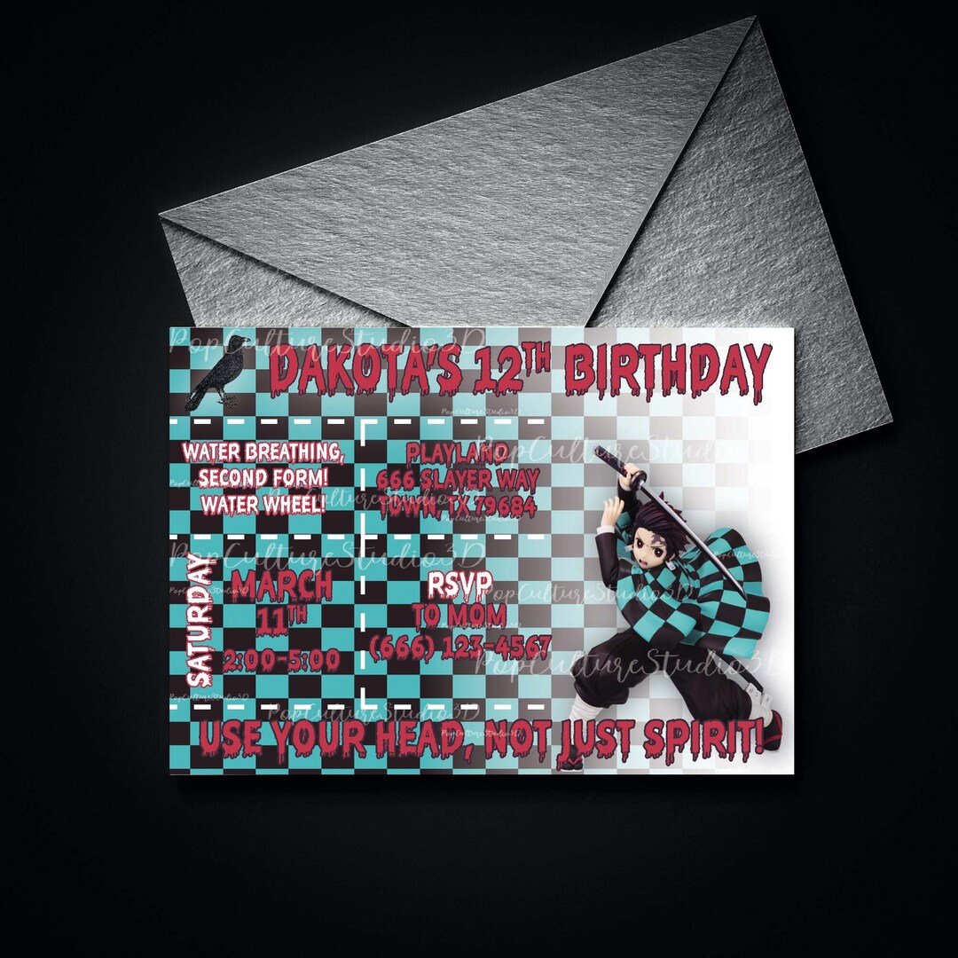 Anime Theme, Birthday Party Invitation, Made-to-order, Digital File - Etsy