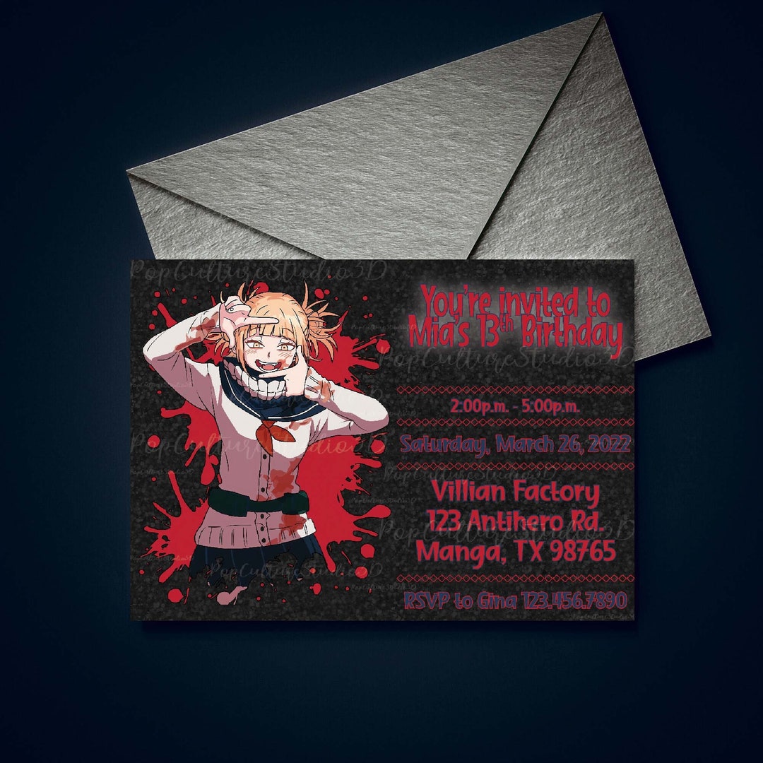 Anime Theme, Birthday Party Invitation, Made-to-order, Digital File - Etsy
