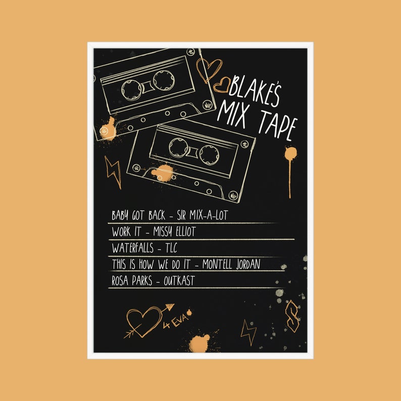 Personalised Mixtape Music Print Home Decor Fun Gift - Etsy