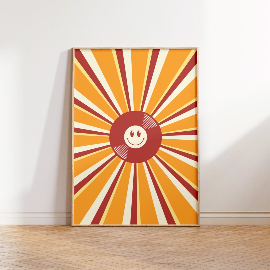 Smiley Sun Ray Retro Printable Download - Poster Wall Art Print - Etsy