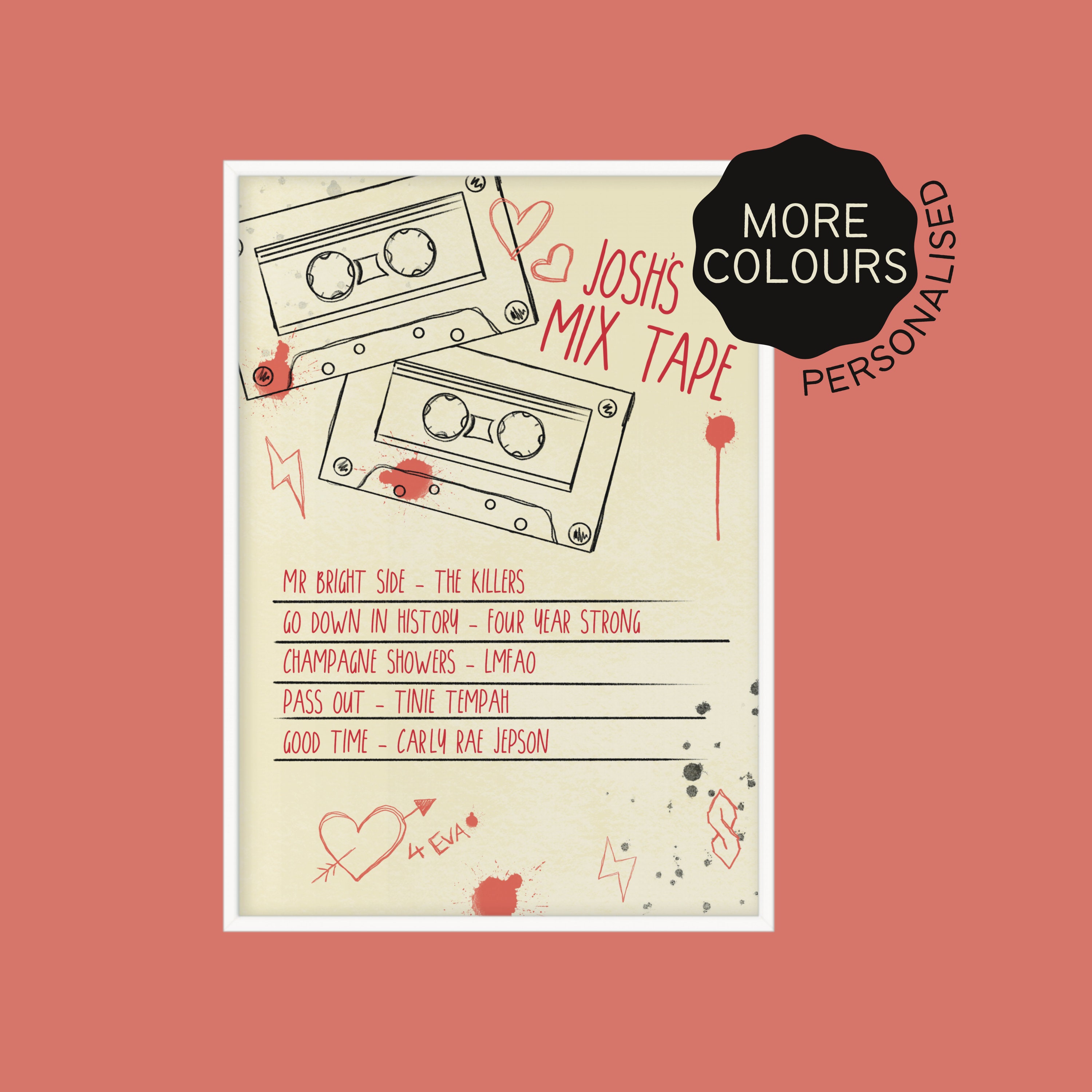 Personalised Mixtape Music Print Home Decor Fun Gift - Etsy