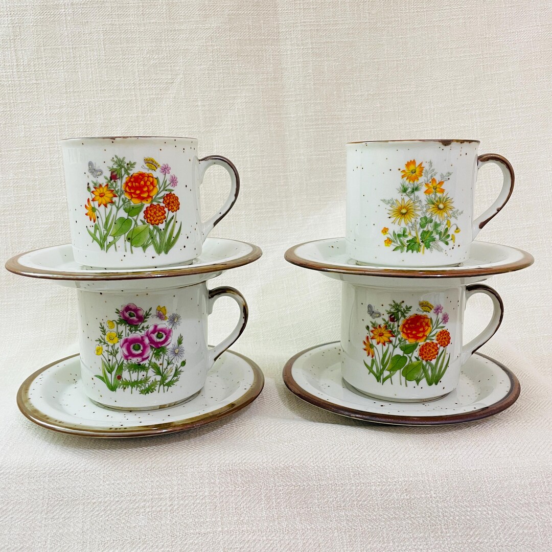 Vintage Japanese Floral Mug and Saucer Botanical Tea Set - Etsy