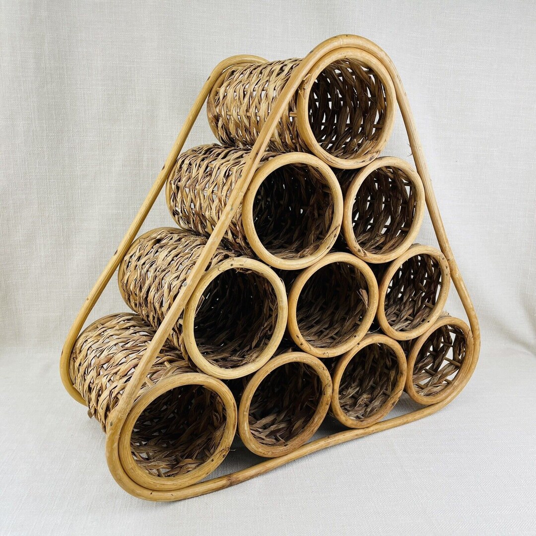 Vintage Bamboo Wicker Wine Rack & Wine Bottle Holder/server - Etsy