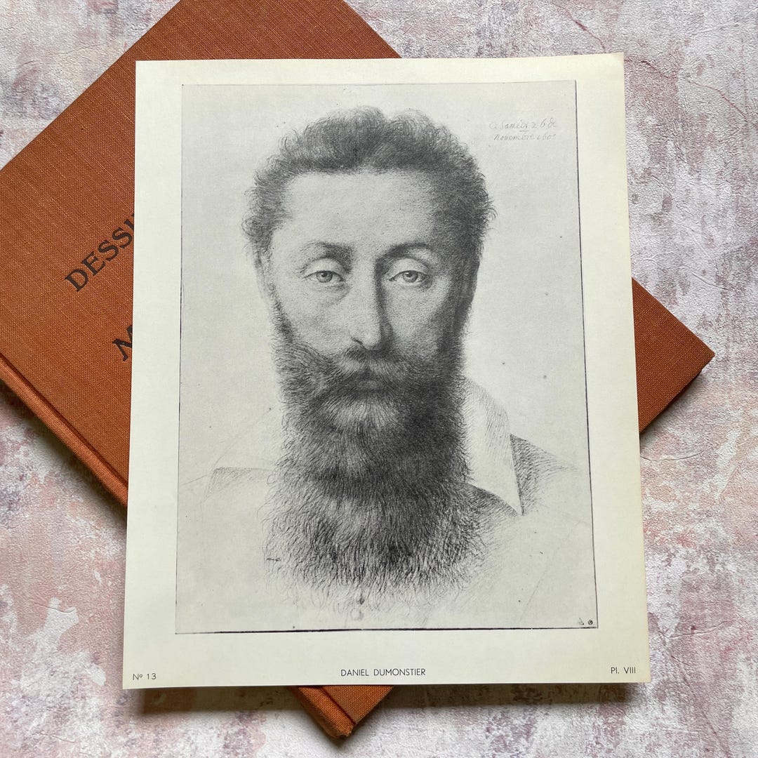 Vintage French Book Pages: Portrait Drawing Still Life Ephemera Wall ...