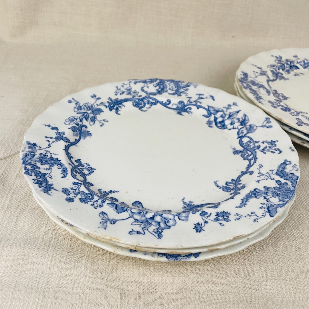 Antique Furnivals Royal Plates - Blue and White Tranferware - Floral ...