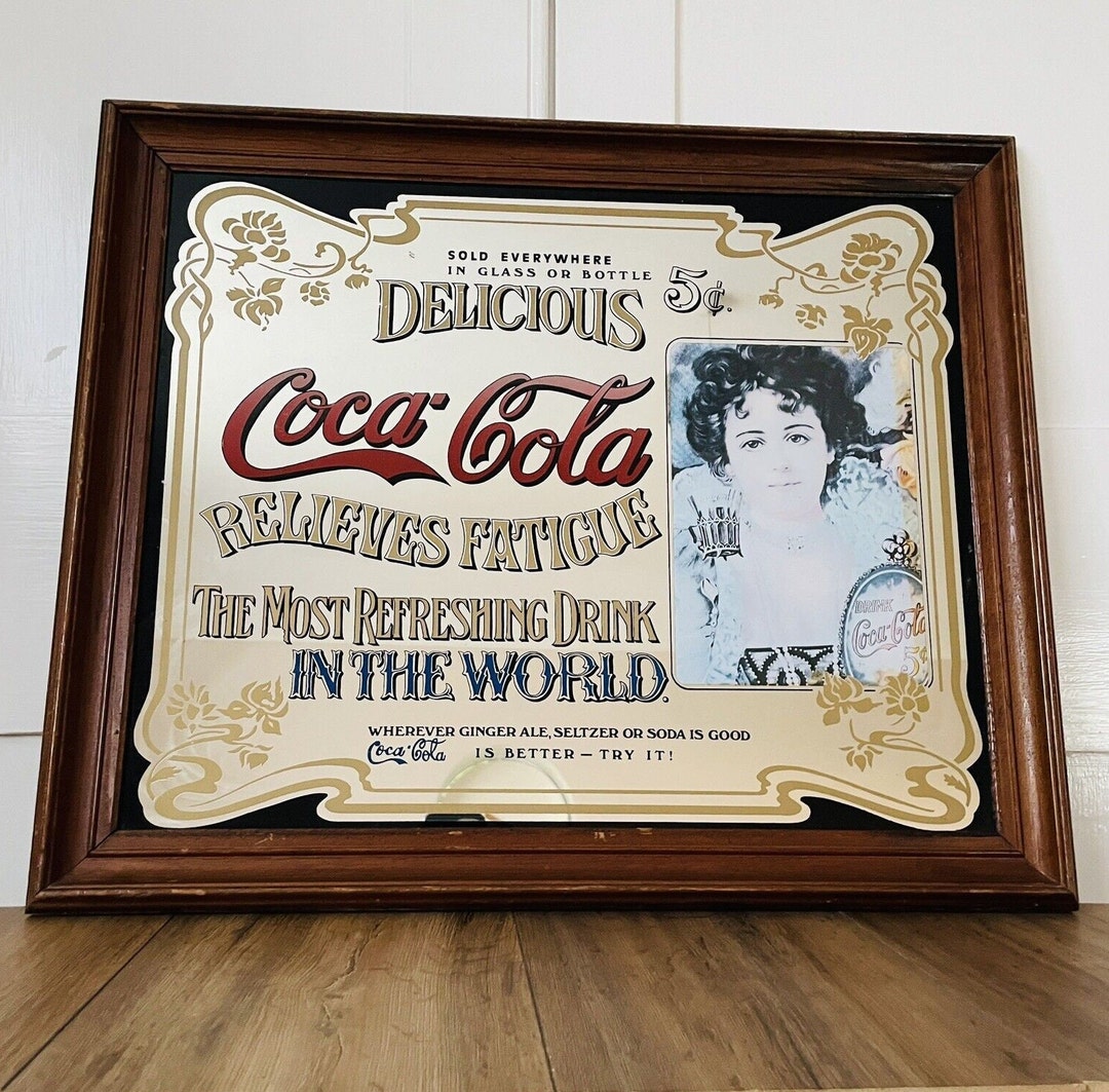 Vintage Advertising Mirror Coca Cola USA Large Wooden Frame - Etsy