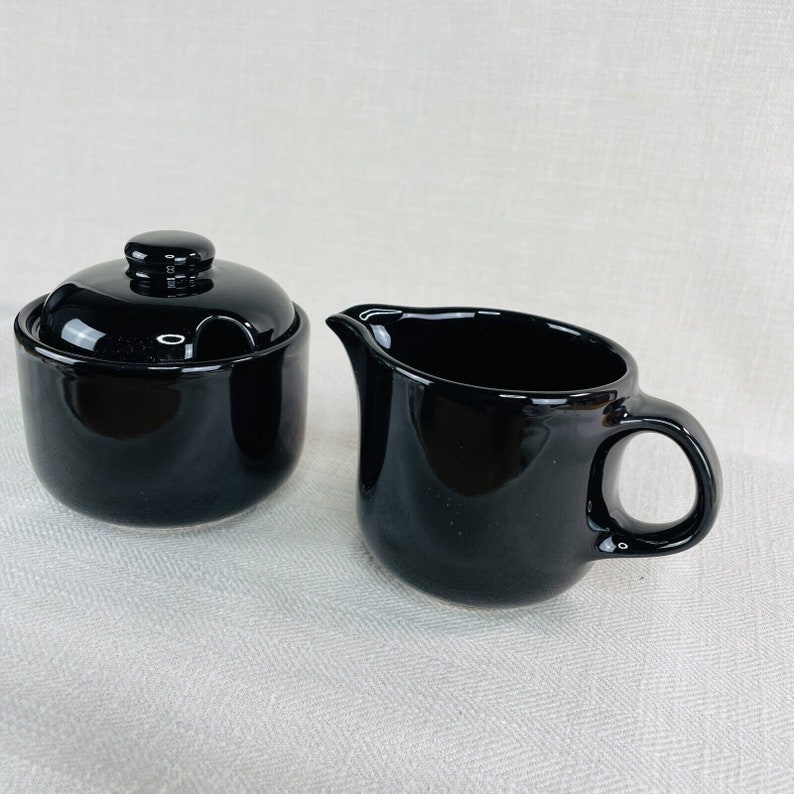 Waechtersbach West German Tea Set - Black Cup & Saucer With Milk Sugar ...