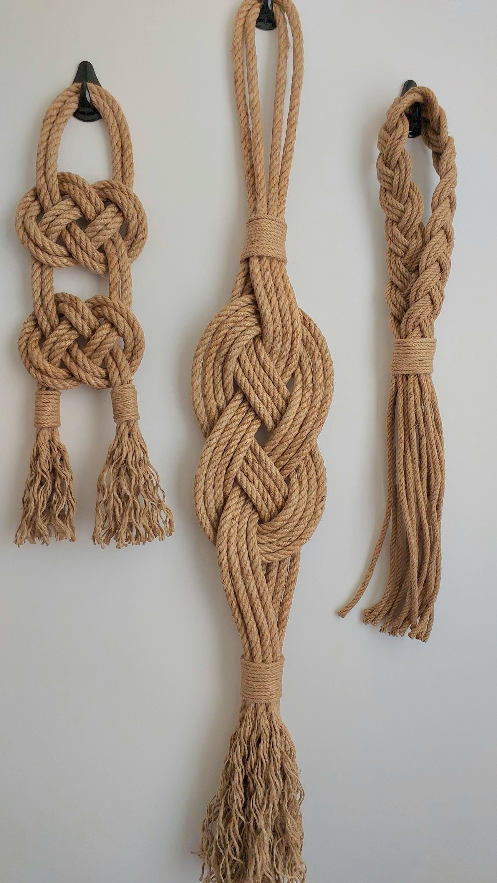 Set of 3 | Wall Decor Set Crafted From Jute Rope Featuring Three ...
