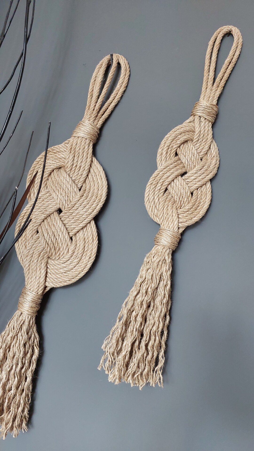 Handmade Jute Rope Wall Art Set Rustic Home Decor Wall Hanging, Set of ...