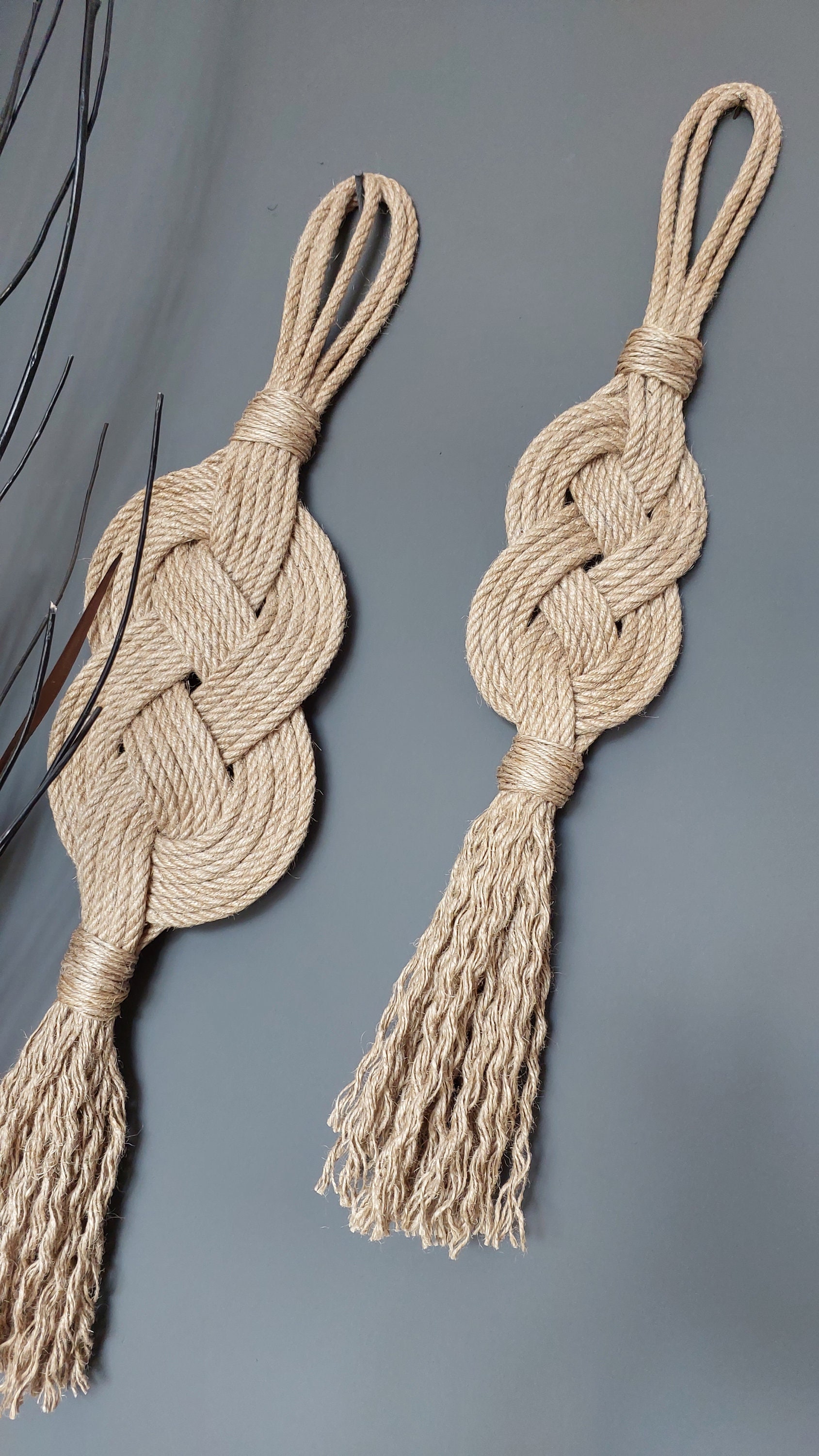 Handmade Jute Rope Wall Art Set Rustic Home Decor Wall Hanging, Set of ...