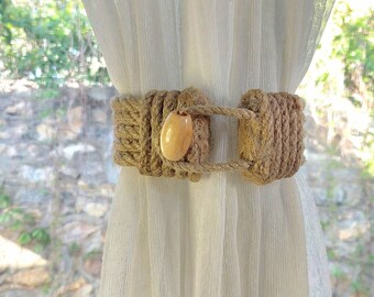 Jute Rope Curtain Tie-backs Holdback Curtain Tieback - Etsy