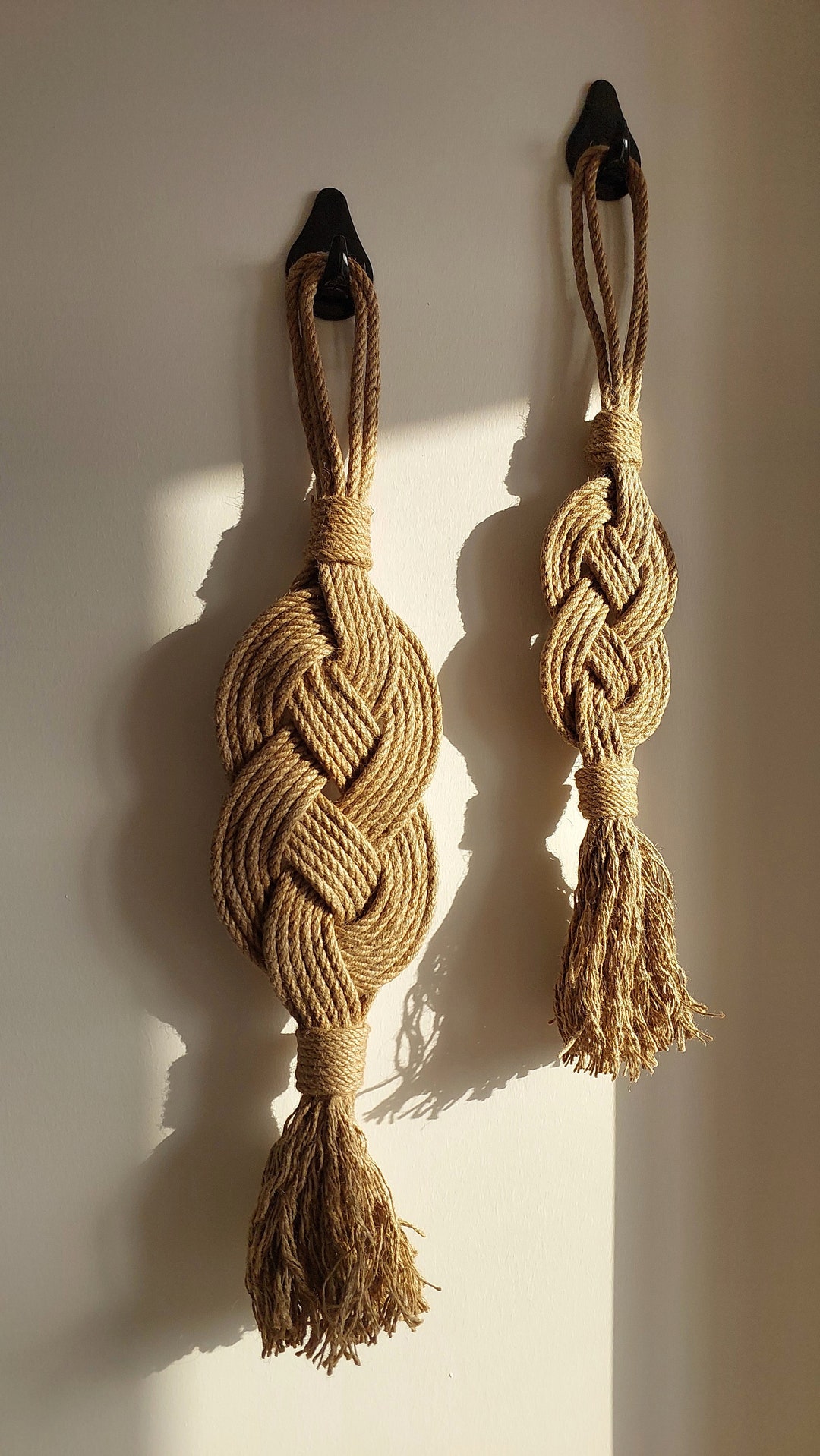Set of 2 (23.62") Wall Hangings - Handmade Jute Rope Wall Art Set ...