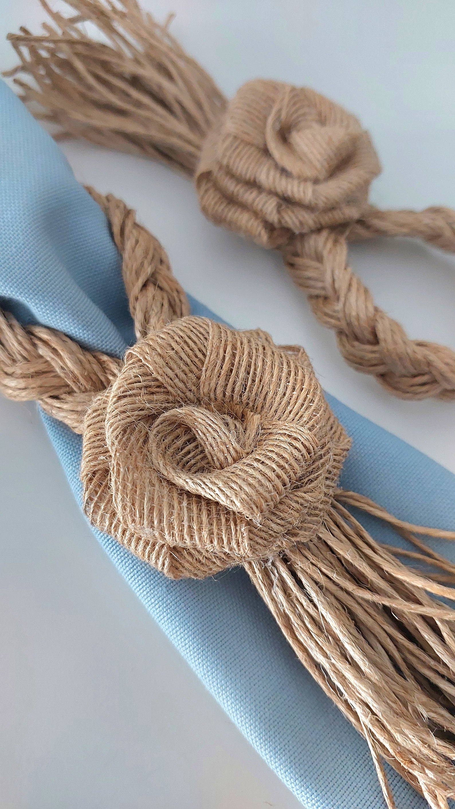 Set of 6 Handmade Jute Rope Napkin Ring With Rose Detail - Etsy