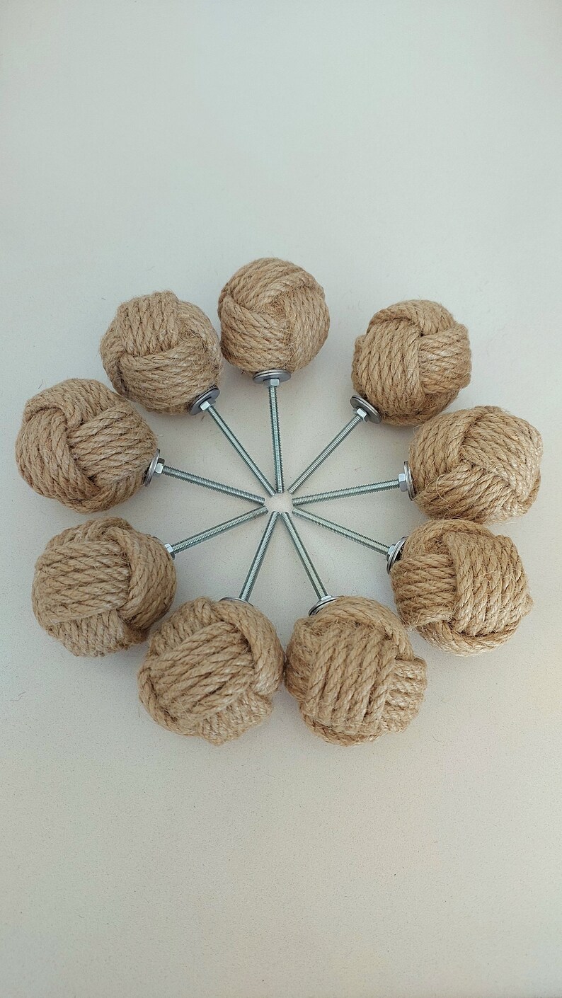 6 Pcs Handmade Nautical Rope Ball Drawer Pulls | Monkey Fist Knobs ...