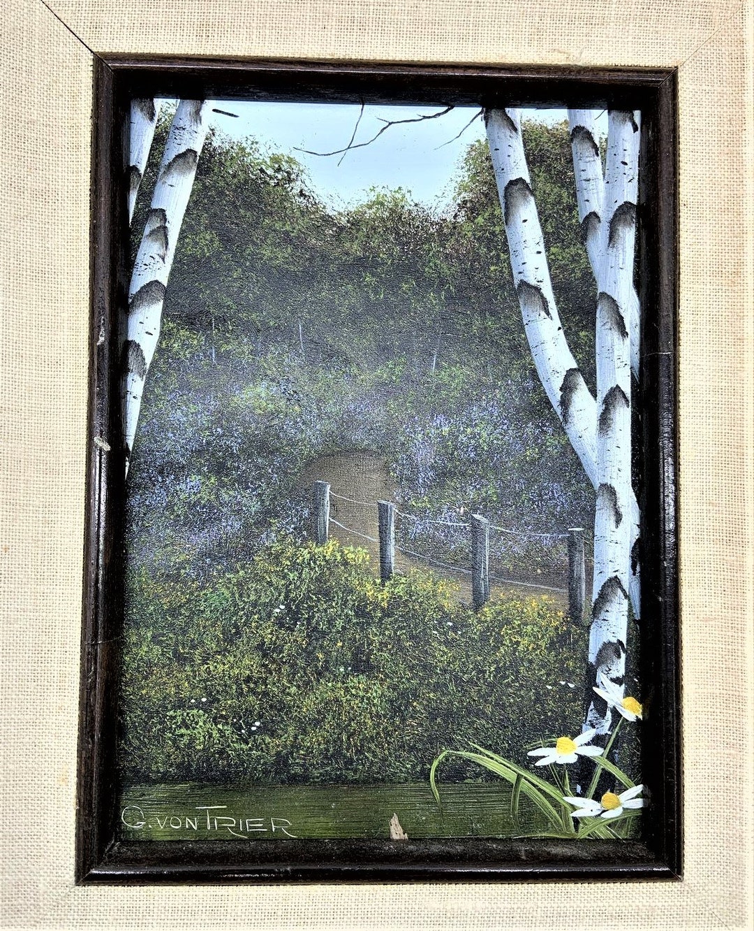 G. Von Trier Painting Titled "spring" Meadow Woods - Certified ...