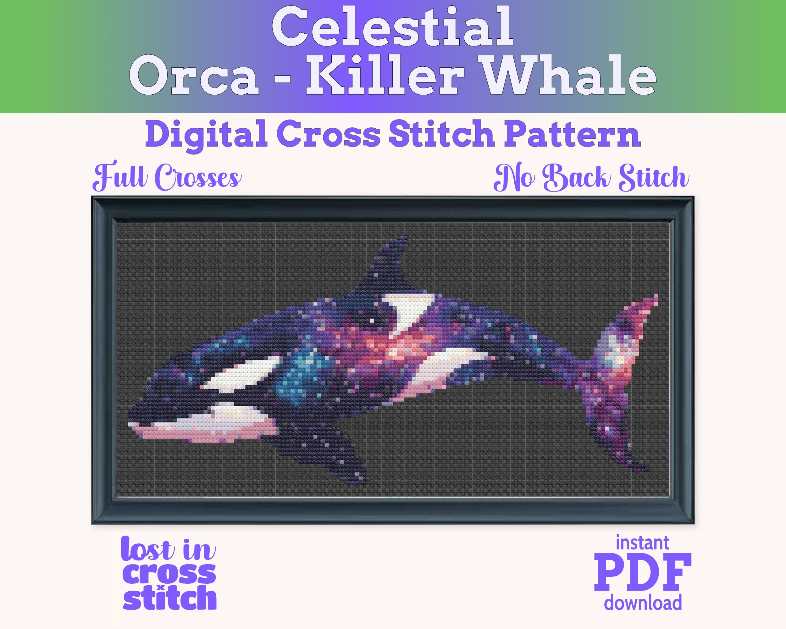 Celestial Orca Cross Stitch Pattern Beginner Friendly Instant PDF ...