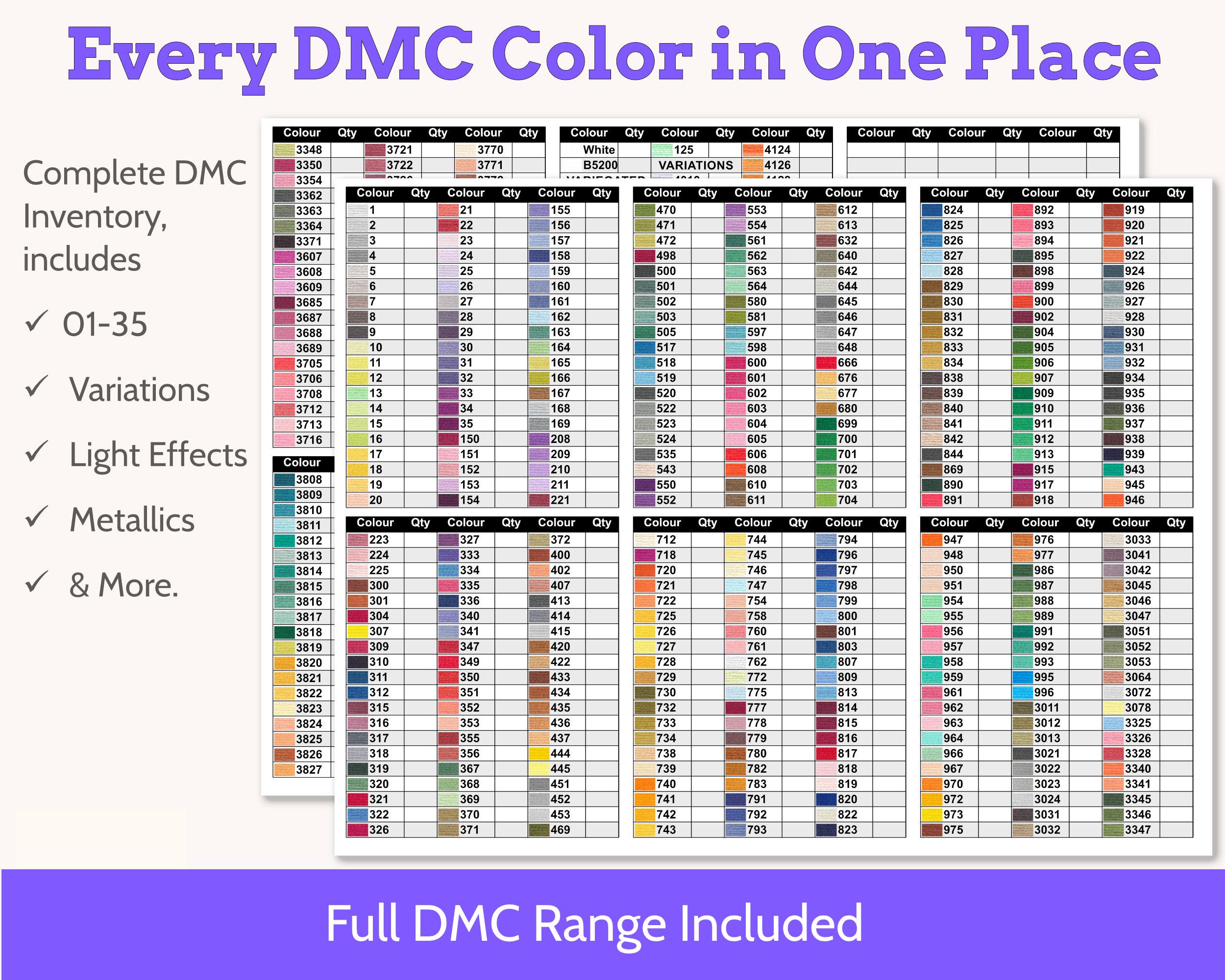 Printable DMC Floss Tracker Planner Stickers • DMC Color Inventroy • A4 ...