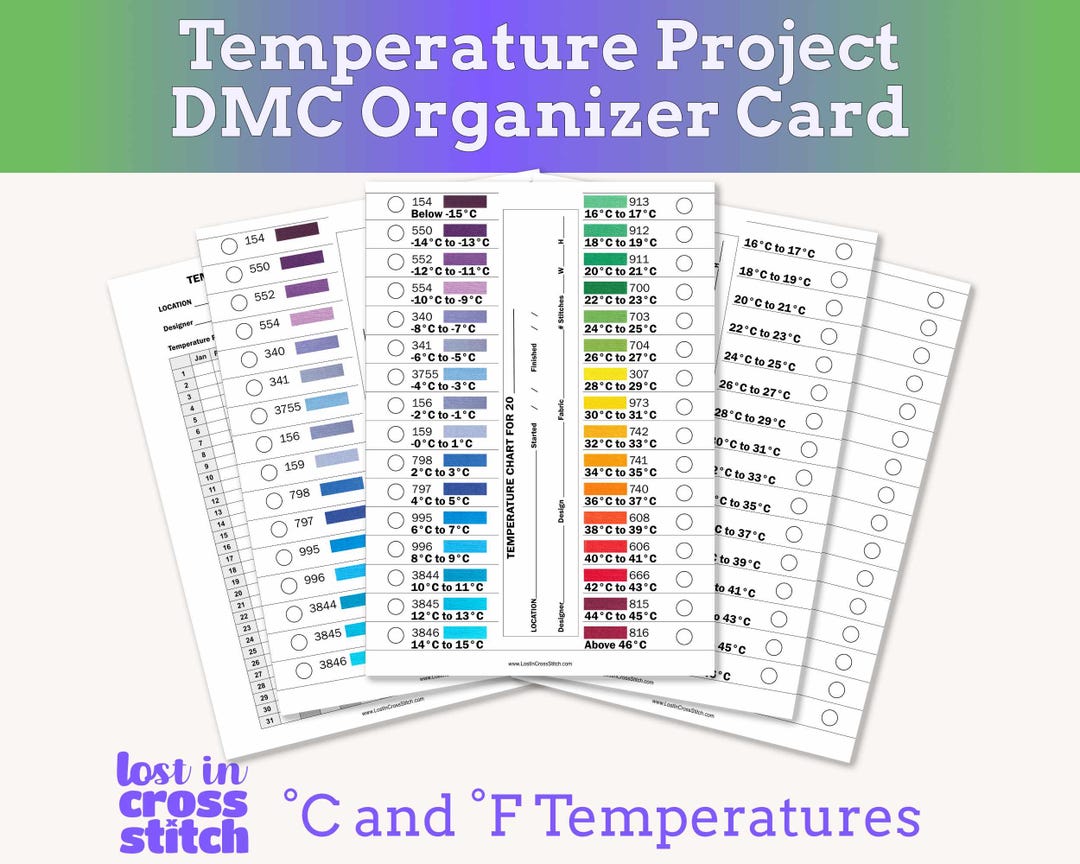 Temperature Project Organizer Card 32 Color Range Fahrenheit and ...