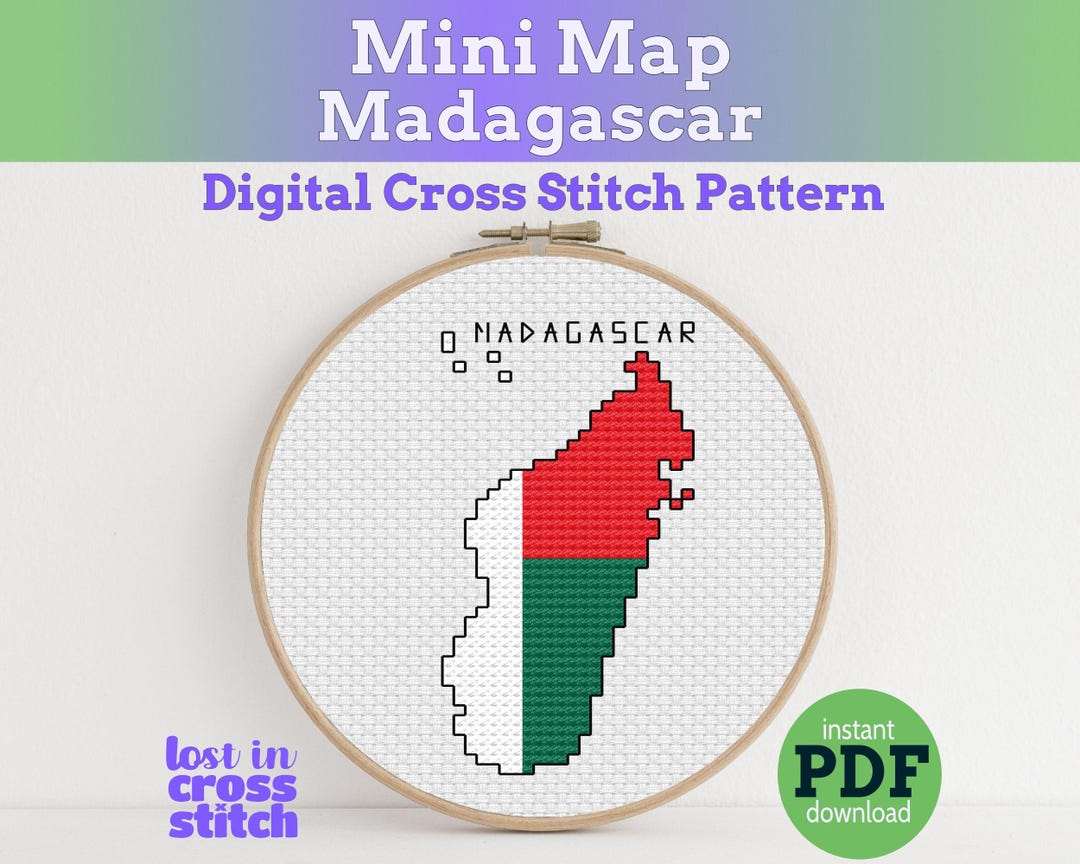 Tiny Little Madagascar Flag Map Cross Stitch Pattern Digital PDF ...
