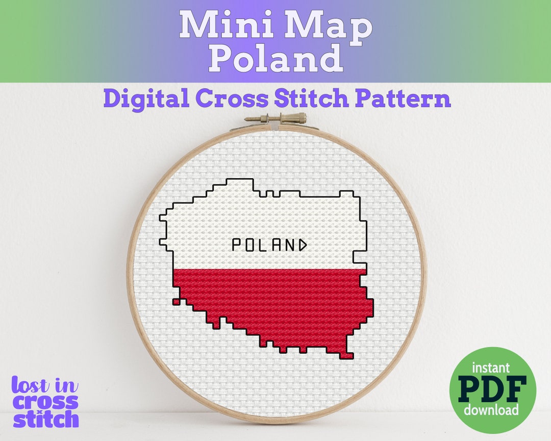 Tiny Little Poland Flag Map | Digital Cross Stitch Pattern | PDF ...