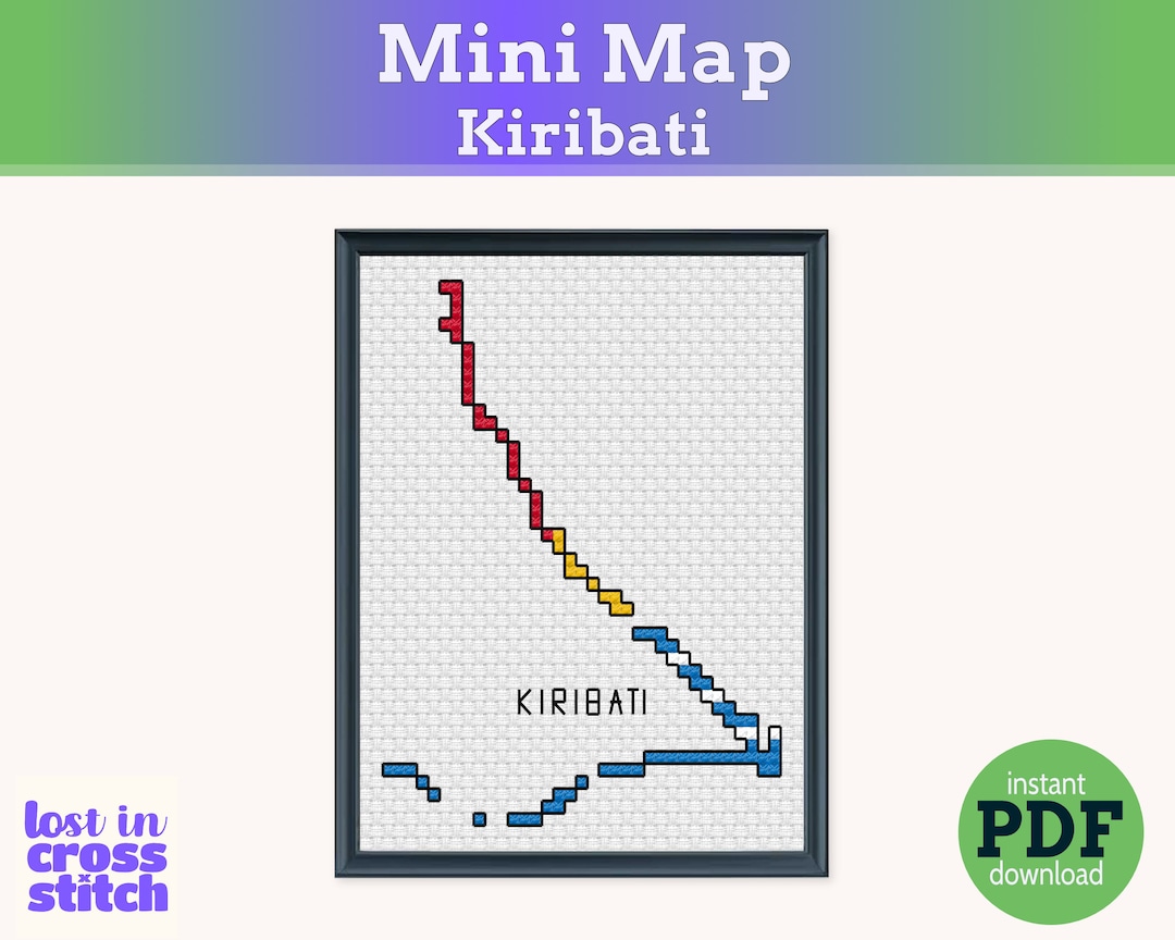Kiribati Mini Map Cross Stitch PDF Pattern National Flag Design DMC ...