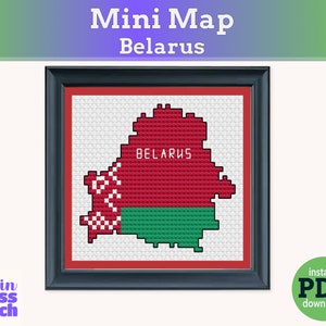Belarus Flag Map Cross Stitch Pattern Digital PDF Instant Download ...