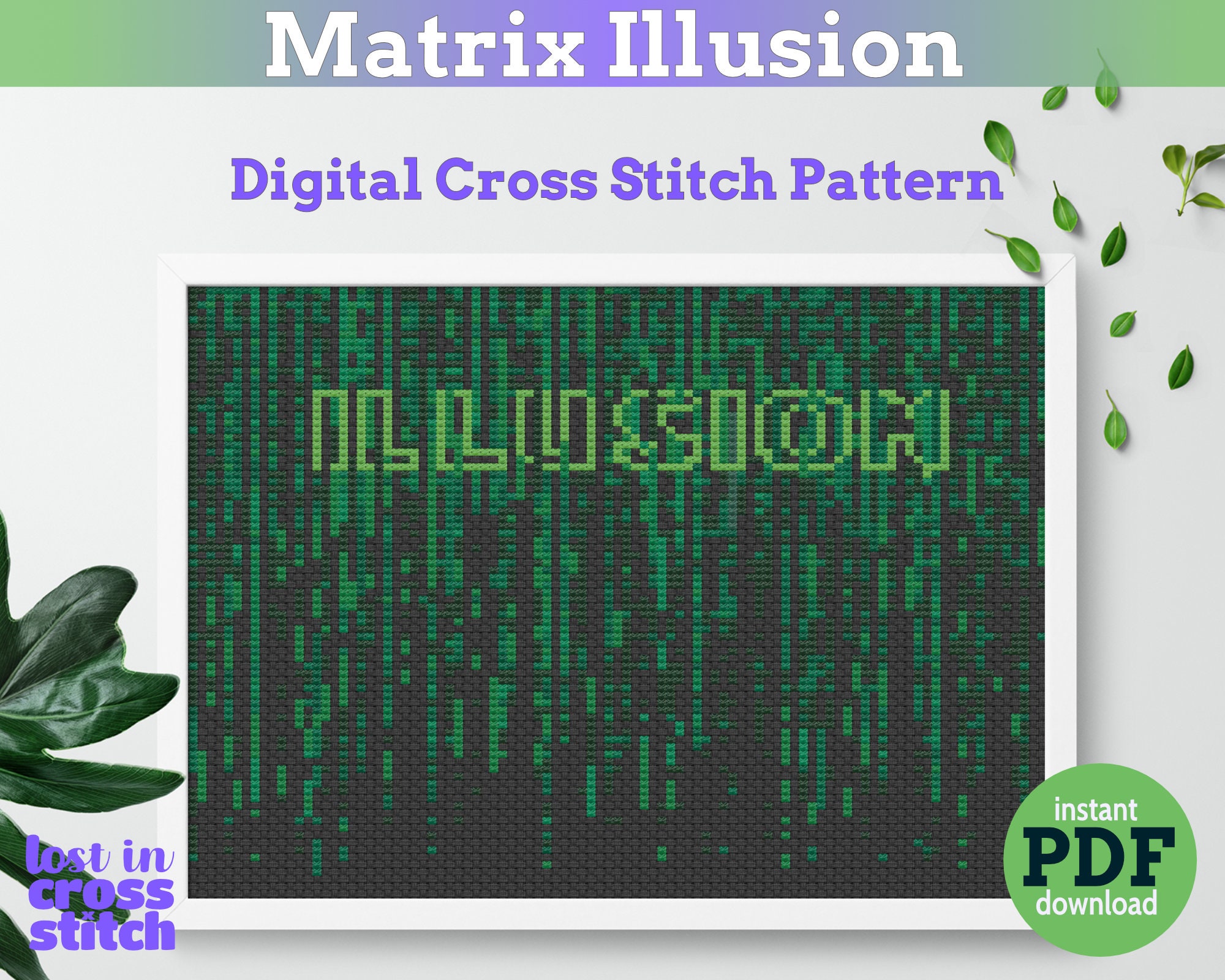 Matrix Illusion Cross Stitch PDF Pattern Instant Download Simple Cross ...