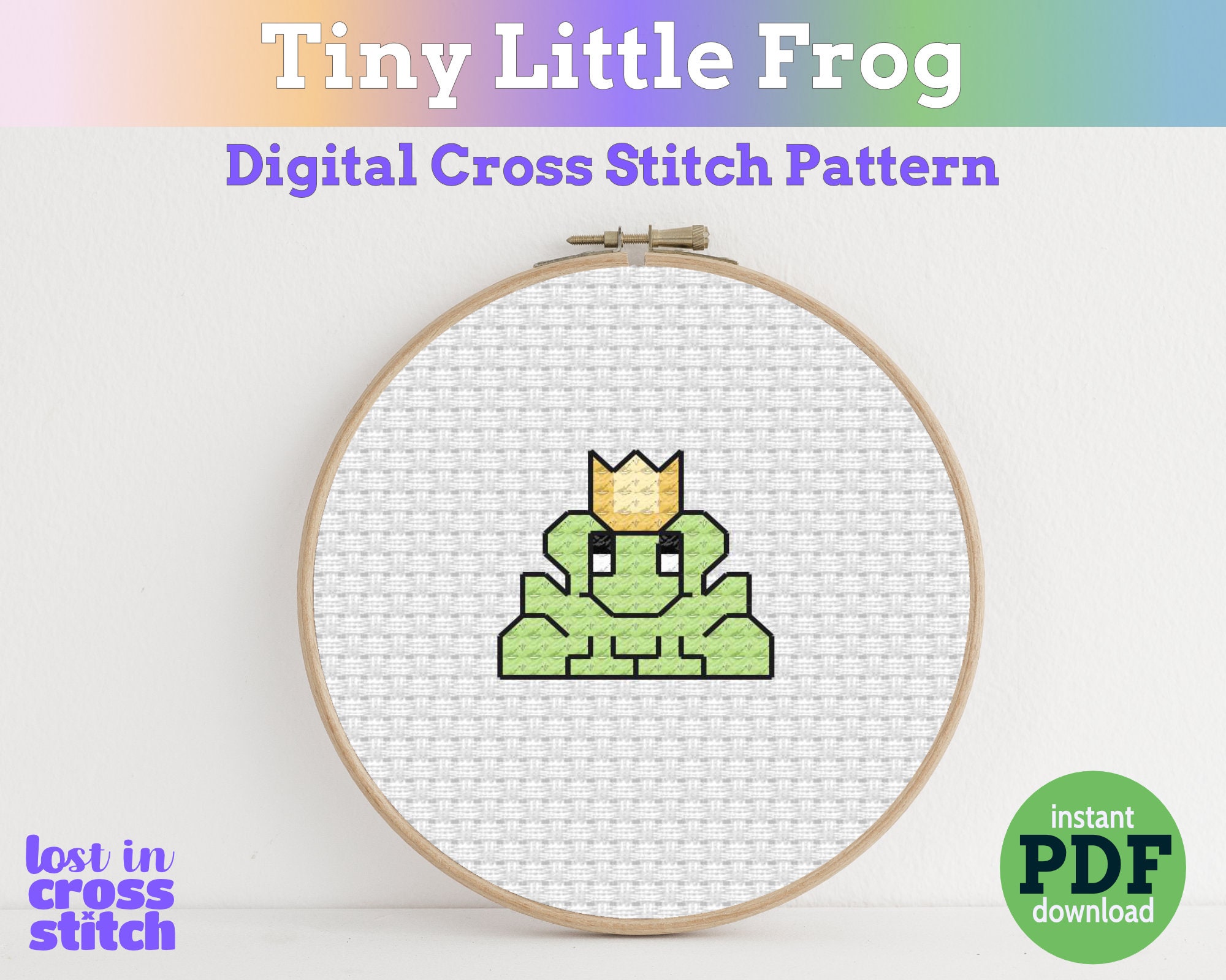 Tiny Little Frog Prince Cross Stitch PDF Pattern Instant Download Easy ...