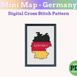 Tiny Little Germany Flag Map | Digital Cross Stitch Pattern | PDF ...