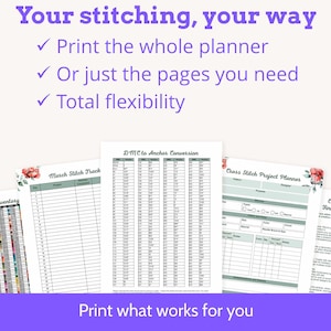 Floral Cross Stitch Planner Printable PDF, Stitching Tracker, WIP Log ...